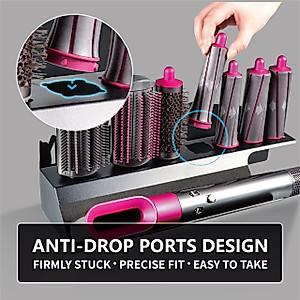 E EZEXPREZE Storage Rack holder for Dyson Hair dryer Airwrap Curling styler Bracket Stand and 7 Curls Barrels Curling Kit Organizer Shelf Wall Mounted with Plug Organization