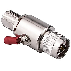 N Lightning Surge Protector Male to Female Bulkhead 0-3GHz with 90V Discharge Gas Tube Coaxial WiFi Lightning Arrestor