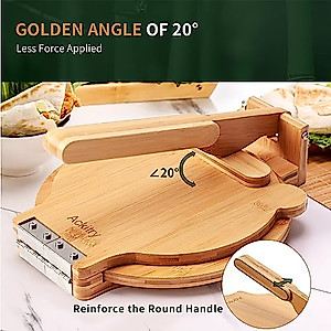 Ackitry Rotatable Tortilla Press 10 Inch, Bamboo Tortilla Press Maker with 100 PCS Parchment Paper for Homemade Mexican Tortillera, Roti, Chapati, Taco, Pataconera, Burritos and Dough Press