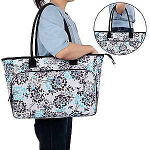 CURMIO Yarn Storage Bag, Knitting Bag for WIP Project, Crochet Hooks, Knitting Needles(up to 14"/35.5cm) and Yarn Skeins, Dandelion(Bag Only)