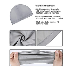Boao 6 Pieces Cycling Skull Cap Running Sweat Wicking Hats Helmet Liner for Men and Women Fitting Running Jogging Exercise (Black, Grey, Dark Blue, White, Army Green, Navy)