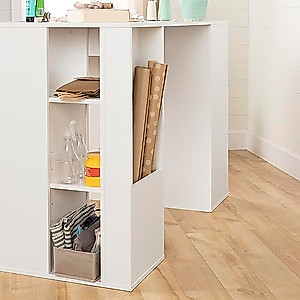 South Shore Crea Counter-Height Craft Table with Scratchproof Surface and Interchangeable Modules - 4 baskets included, Pure White