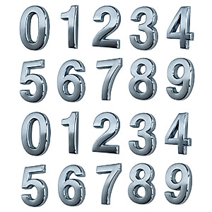 HopeWan Mailbox Numbers 2 Inch, Self-Stick Door Address Number Stickers for Office Apartment Room, Chrome Plated.