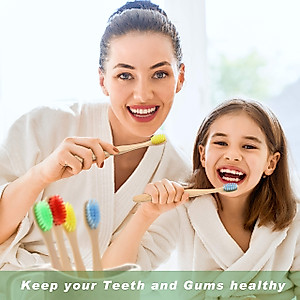 1Grin Bamboo Toothbrush, Wooden Toothbrush, Wooden Handle & Colorful Soft Bristles Heavy Duty Strong Handle Vegan Eco Friendly Natural Organic Non Plastic Zero Waste (Individually Packed 4 pcs)