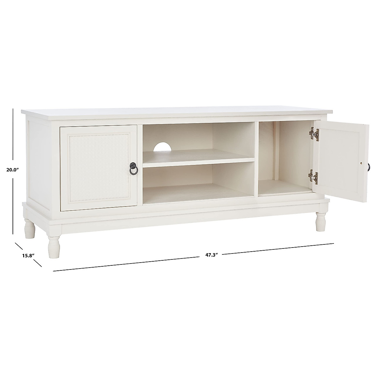 SAFAVIEH Home Collection Haines White 2-Door 1-Shelf Entertainment Media Stand up to 55" Flatscreen TV