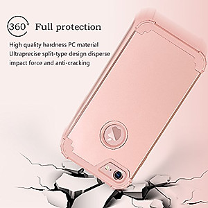 iPhone 8 Case, iPhone 7 Case, BENTOBEN 3 in 1 Hybrid Hard PC Cover & Soft Silicone Bumper Heavy Duty Slim Shockproof Full Body Rugged Protective Phone Case for iPhone 7 & iPhone 8 (4.7Inch), Rose Gold