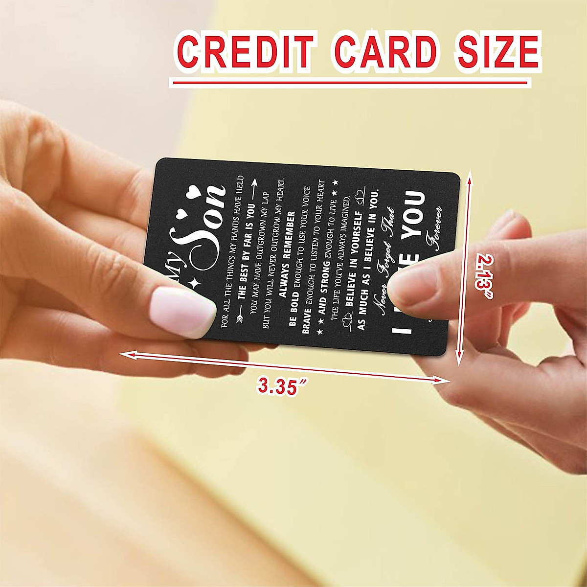 Mataly Son Gifts from Mom - To My Son I Love You Inspirational Engraved Wallet Card, Birthday Graduation Christmas Presents