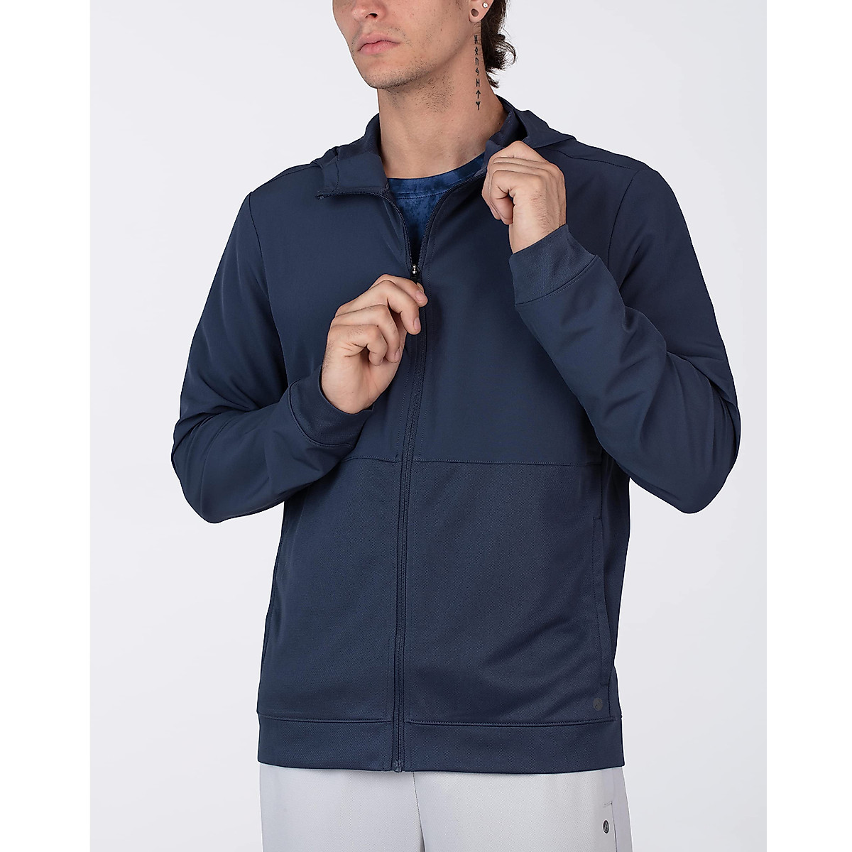 Apana Mens Jacket Zip Up Yoga Workout Training Athletic Woven Lightweight Sweatshirt Windbreaker Jacket With Pockets (Slate, Large)