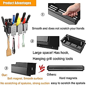 AdokeiTa Griddle Caddy for Blackstone 28"/36" Griddles, Blackstone Griddle Accessories Caddy with Magnetic, Stainless Steel Grill Organizer Easy Install Save Space, Griddle Accessories, Black