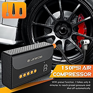 Jump Starter with Air Compressor,1000A Battery Jump Starter with 150PSI Digital Auto Tire Inflator,Up to 6.0L Gas & 3.0L Diesel Engines,12V Car Lithium Battery Jump Box Pack Power Charger