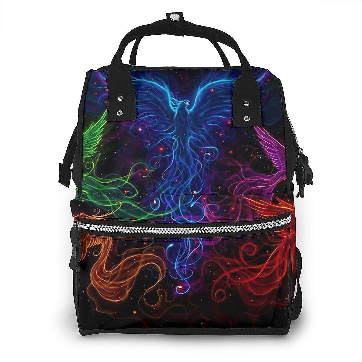 Cool Fire Flame Phoenix Diaper Bag Backpack Multi Function Nappy Bag Large Capacity Mommy Backpack Organizer for Baby Care Baby Bag for Mom and Dad