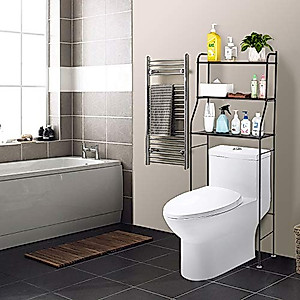 Bathroom Shelf Over-The-Toilet,3-Shift Bathroom SpaceSaver, Bathroom Storage Cabinet Organizer,Bathroom Organizer Over The Toilet (Type 2, Black)