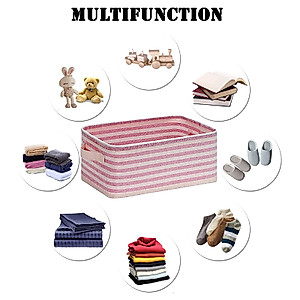 PFFVRP Small Storage Basket 6-Pack, Fabric Storage Bins for Closet, Storage Baskets for Shelves Organizing, Folable Baskets for organizing Clothes, Toys, Books, Gifts (Pink)