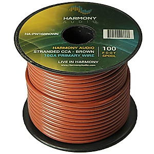 Harmony Audio Primary Single Conductor 16 Gauge Power or Ground Wire - 2 Rolls - 200 Feet - Gray & Brown for Car Audio/Trailer/Model Train/Remote