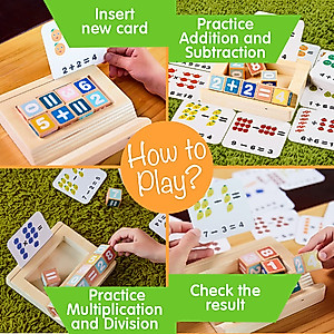 Panda Brothers Number Blocks Toys for Kids - Wooden Montessori Toys for 3 4 5 Year Old Kids, Kindergarten Learning Activities with 54 Math Flash Cards, 8 Number Blocks Toys Counting Toys Math Blocks