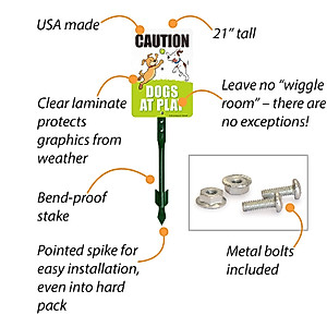 SmartSign 10 x 7 inch “Caution - Dogs at Play” LawnPuppy Yard Sign with 18 inch Stake, 40 mil Aluminum, Laminated Engineer Grade Reflective, Multicolor, Set of 1, Made in USA