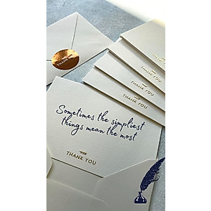 RUN2PRINT (36 Pack) Thank You Cards With Envelopes & Gift of 36 Foiled Stickers - Elegant Emboss Rose Gold Foil Pressed Blank Notes Wedding All Occasion Cards (Ivory)