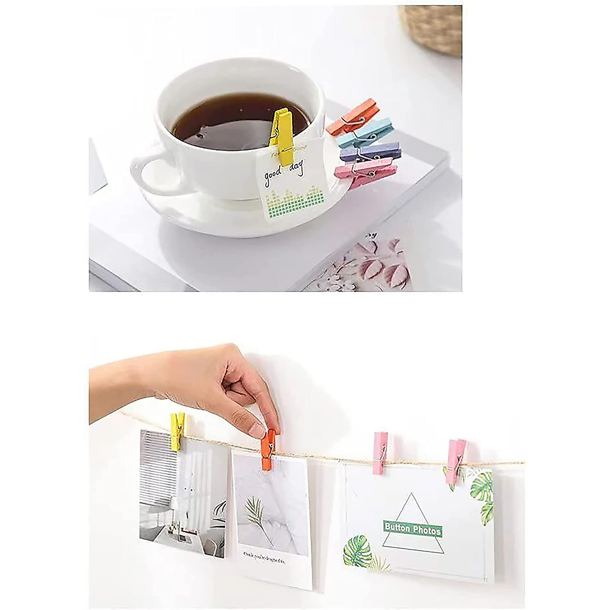 Mippein 100 pcs Sturdy Mini Small Tiny Wooden Black clothespins for Dry Laundry on Clothesline, Bag Clips, Crafts, Photos, Home, School, Arts Crafts Deco