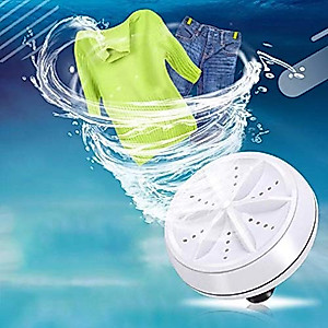 Upgraded Double Turbo Washing Machine Mini Ultrasonic Washing Machine Portable Turbo Rotating Washer USB Washing Device (A:6W CUSTOMED)