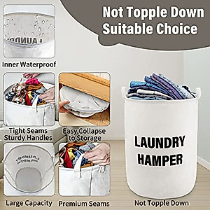 Laundry Basket 2 Pack Waterproof Collapsible Laundry Baskets Freestanding Canvas Fabric Dirty Clothes Hamper Home Bedroom College Dorms (Black Letter) 63L