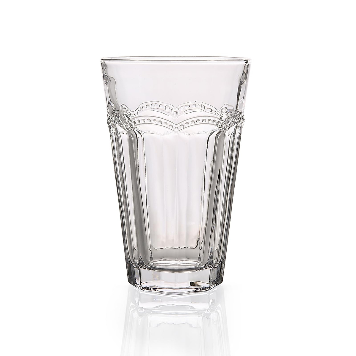 G Pearl Ridge Large Highball Drinking Glasses Set Of 6,13 oz Durable Stackable Iced Beverage For Soda, Juice, Milk, Coke, Beer Spirits Old Fashioned Glasses - Dinner Bar,Water Tumblers For Daily Use