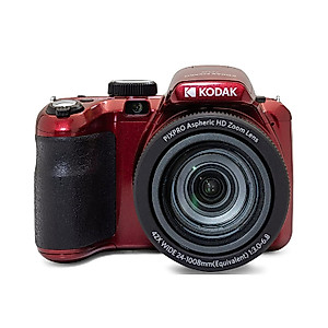 Kodak PIXPRO Astro Zoom AZ425 20MP Digital Camera (Red) Bundle with 32GB Card and Rechargeable Battery and Charger Kit (3 Items)
