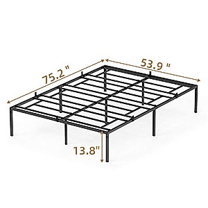 IDEALHOUSE Full Metal Platform Bed Frame with Sturdy Steel Bed Slats,Mattress Foundation No Box Spring Needed Large Storage Space Easy to Assemble Non-Shaking and Non-Noise Black, C80