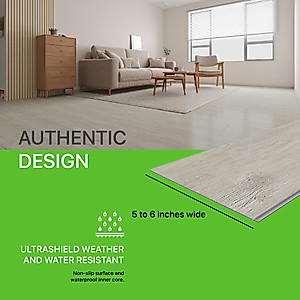 NewTechWood - EverLux Flooring, SPC Vinyl Plank Flooring, Home Decor Bedroom Interlocking Deck Planks, Planet-Conscious Room Flooring, Clamshell Gray, 8.75 x 72 inches, Set of 4 - Sample