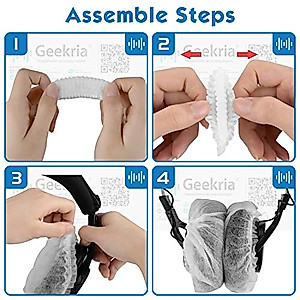 Geekria 100 Pairs Individually Wrapped Disposable Headphones Ear Cover for Over-Ear Headset Earcup, Stretchable Sanitary Ear Pads Cover, Hygienic Ear Cushion Protector (M/White)