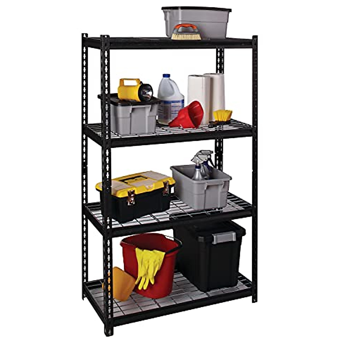 Iron Horse 2300 Deck Wire Shelving Unit, 4 Shelf, 18" X 36" X 60", Black, 18"D x 36"W x 60"H, Black & Zinc