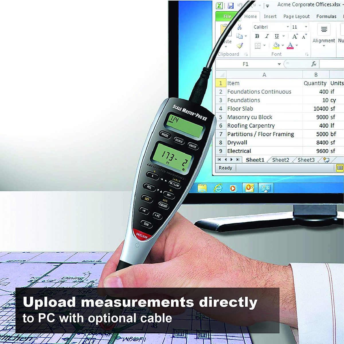 Calculated Industries 6135 Scale Master Pro XE Advanced Digital Plan Measure for Estimating Plan Takeoffs on Printed Blueprints | 91 US Imperial and Metric | 10 Custom Scales for Out of Scale Plans , White