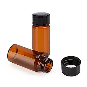 stonylab Brown Glass Sample Vials with Cap, Screw Cap Sample Vials Amber Glass Liquid Sampling Bottle Reagent Bottle with Screwcap, Capacity 10 ml / (0.3 oz), Pack of 40