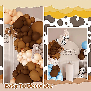 150 Pieces Cow Balloons Garland Arch Kit Cowgirl Cowboy Blue Balloons White Brown Cow Print Farm Animal Balloons for Baby Shower Farm Birthday Party Decorations
