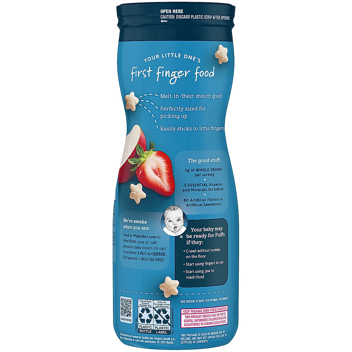 Gerber Graduates Puffs Strawberry Apple , 1.48 oz