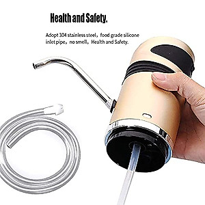 Water Pump for 5 Gallon Jug, Electric 5 Gallon Water Dispenser USB Charging Water Bottle Pump Universal Water Jug Dispenser with Child Lock and Automatic Off