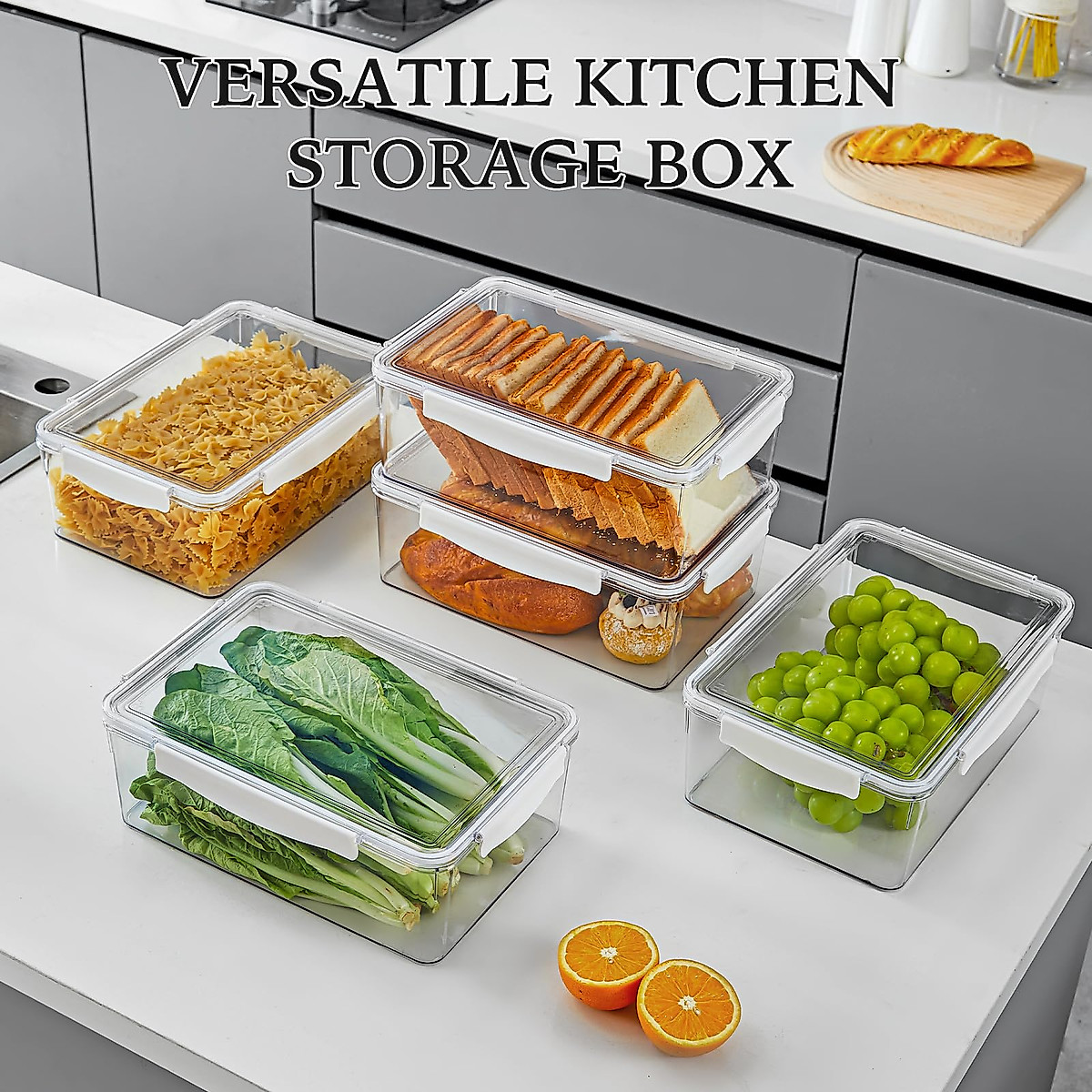 ORGIDOL 2 Packs Bread Box Airtight Bread Storage Containers Clear Bread Box for Kitchen Countertop, Stackable Bread Bin Large Bread Keeper for Homemade Bread, Muffins, Rolls, Bagel, Loaf