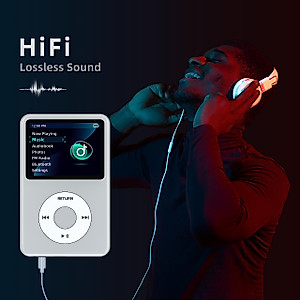 128G Innioasis Mp3 Player with Bluetooth, 2.4" Portable Mini HiFi Sound Bluetooth Walkman Digital Music Player with FM Radio Long Batter Life for Kids (Silver)