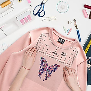 FINFINLIFE Tshirt Ruler-9Pcs, Tshirt Ruler Guide for Vinyl, Shirt Alignment, Center Designs for Heat Press, Transparent Tee Ruler for Infant Toddler Youth Adult, Front and Back Measurement