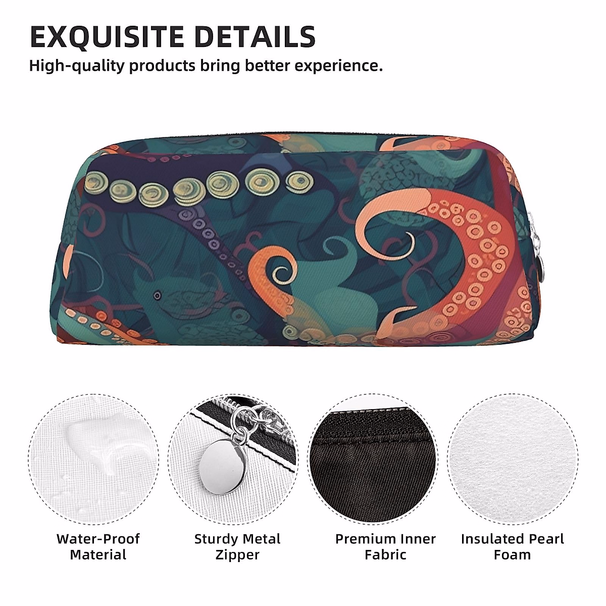 NTVOWPZO Capacity Pencil Case Large Pencil Pouch Abstract Octopus Pencil Bag for Office Small Zipper Pouch for Pencils