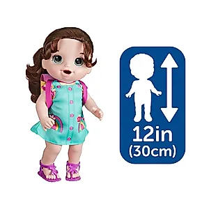 Baby Alive Time for School Baby Doll Set, 12 Inch, Back to School Toys for Girls & Boys, Brown Hair, Preschool Gifts for Kids, Ages 3+ (Amazon Exclusive)