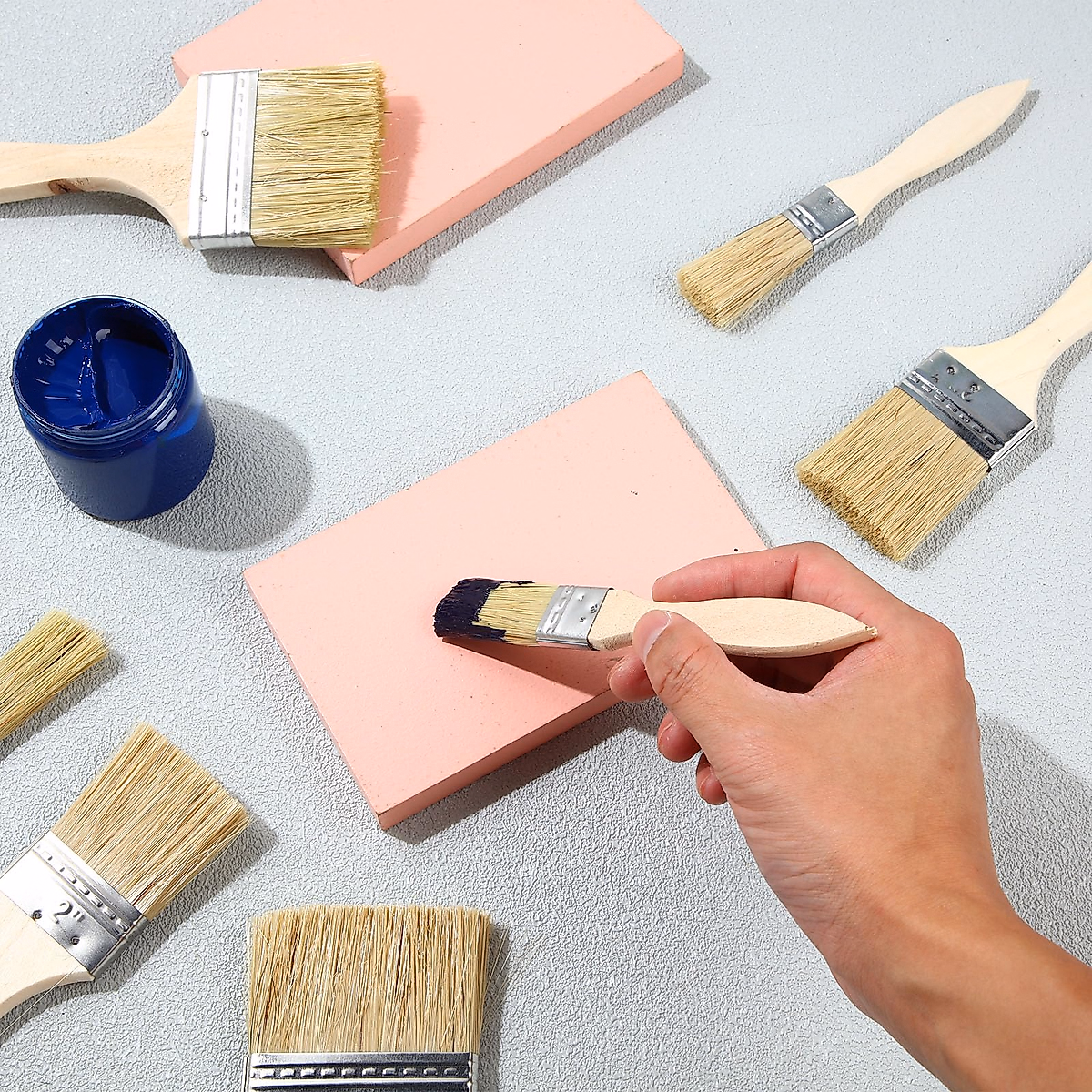 Skylety 120 Pcs Chip Paint Brushes Bulk 1/2/3 Inch Various Size Paint Brushes Household Bristle Paintbrushes Disposable Stain Brushes for Painting, Glue, Varnish, Oil, Stain, Art Crafts Furniture Deck