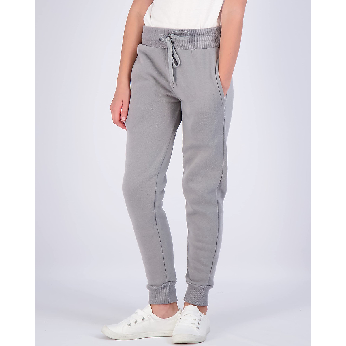 3 Pack: Girls Fleece Joggers Soft Athletic Track Warmup Casual Sweatpants Clothes Little Sports Pajama Kids Clothing Youth Children Sweats Big Teen Running Elastic Pants Basketball -Set 5, S (8)