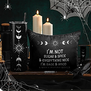 Tioncy Moon Phase Witch Gifts Christmas Goth Moon Tumbler with Lid and Straw Witch Makeup Bag Moon Phase Keychain Witch Stuff for Xmas Witchcraft Women Female Friends Birthday I'm Not Sugar Spice