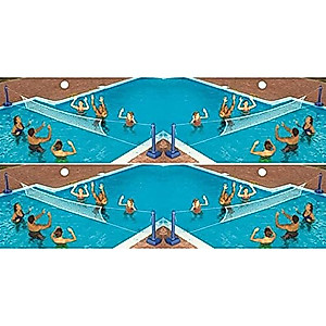 Swimline Cross In Ground Swimming Pool Outdoor Durable Nylon Toy Game Sport Volleyball Net with Ball and Weighted Supports (4 Pack)