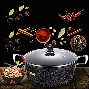 ROLTIN Cookware Set Black Pan with Lid Cutlery Collection Cookware Cutlery Cookware Nonstick Kitchen Supplies (Color : Black, Size : See Description) (Black See descripti