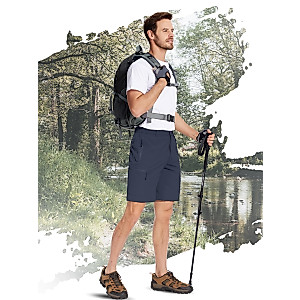 TACVASEN Mens Hiking Cargo Shorts Quick Dry Stretch Golf Shorts 10 Inch Inseam with Zipper Pockets for Outdoor Fishing Navy