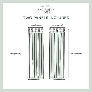 Exclusive Home Curtains EH8333-01 2-96L Loha Linen Braided Tab Top Curtain Panel Pair, 54x96, Winter White