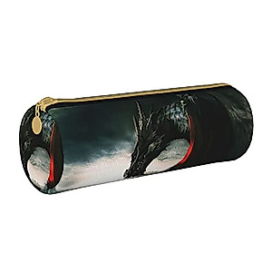Dragon Pencil Case Pen Pouch Cylinder Small Carrying Box for Women Adult With Smooth Zipper Simple Durable Lightweight for Office Organizer Storage Bag