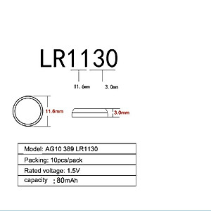 Cotchear 10pcs AG10 Button Cell Batteries LR1130 Button Cell Battery 389 SR54 189 SR1130 LR54 Batteries LR1130 Batteries for Watch Toys Remote