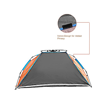 Oileus X-Large 4 Person Beach Tent Sun Shelter - Portable Sun Shade Instant Tent for Beach with Carrying Bag, Stakes, 6 Sand Pockets, Anti UV for Fishing Hiking Camping, Waterproof Windproof, Orange
